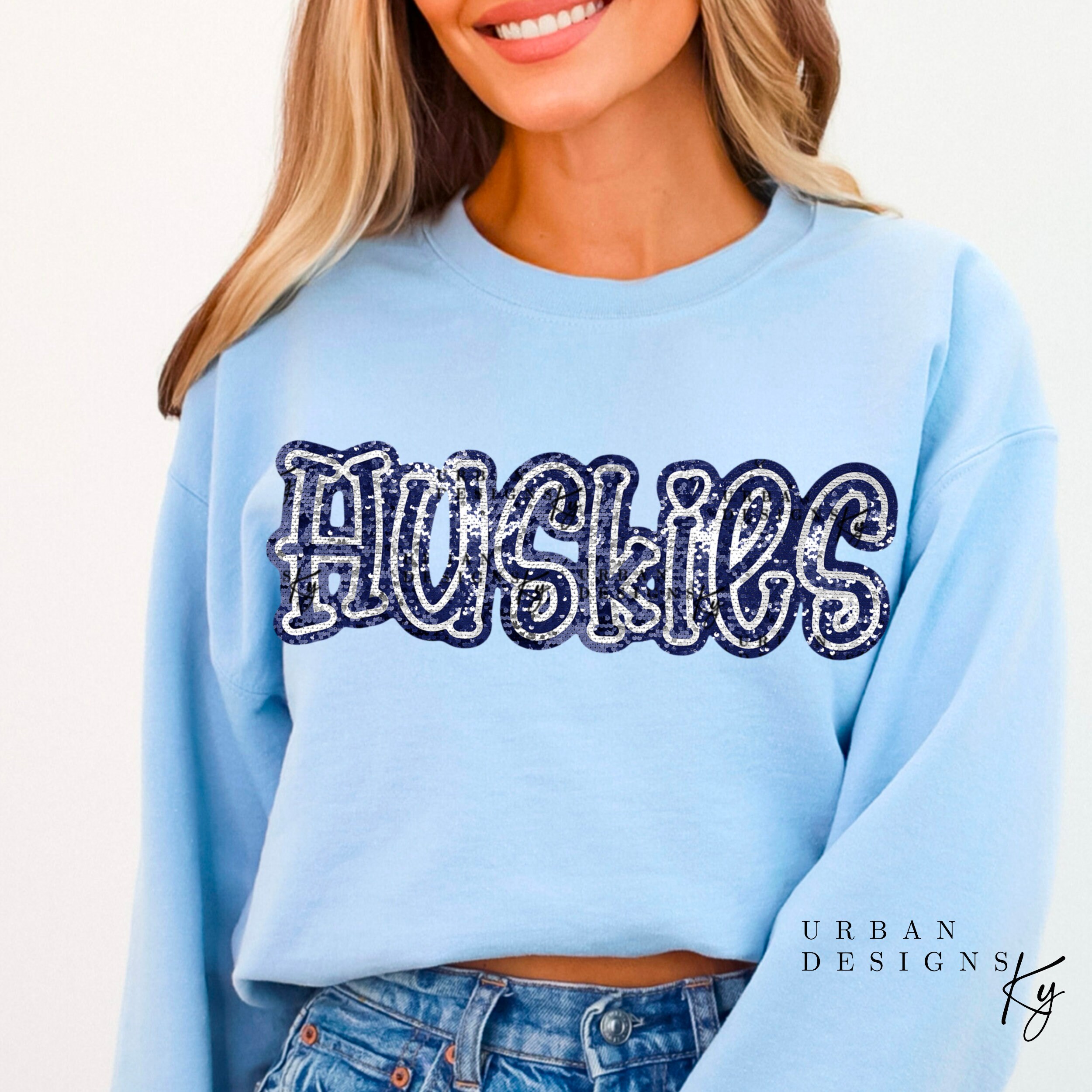 Huskies Faux Sequins High Resolution Realistic Texture PNG, Handwritten Huskies Script, Huskies ...