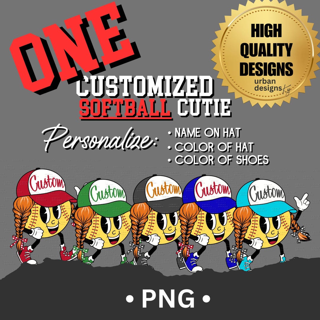 Cute Custom Softball Mascot Baseball Hat High Resolution PNG ...