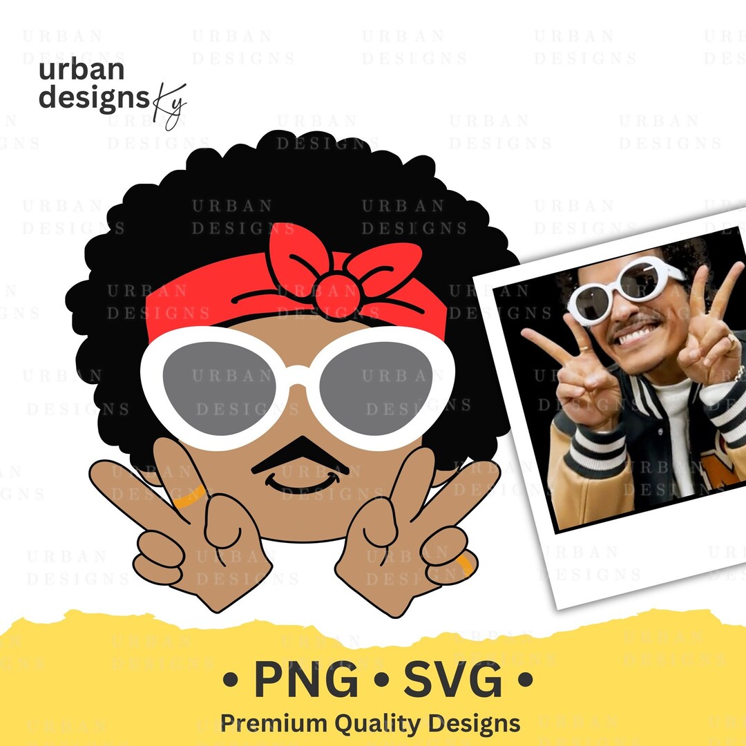 Bruno Mars SVG PNG Bundle, Bruno Peace Sign Sublimation DTF Dtg Digital ...