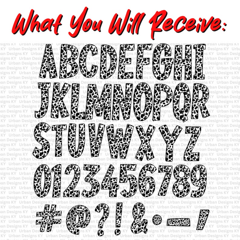 Alpha Doodle Set Cow Letters Numbers PNG Alpha Bundle - Etsy