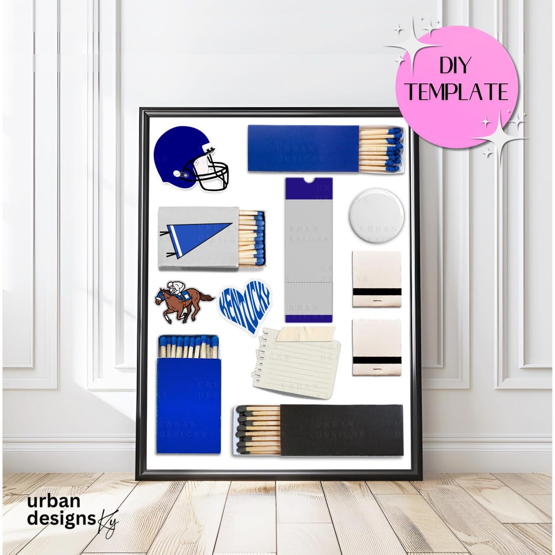 Matchbox Poster Art Template, Digital Download, Blue Matchbook, Blue ...