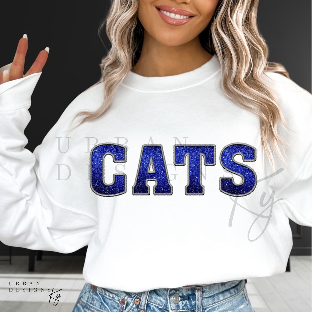 Kentucky Faux Embroidery Realistic Faux Blue Glitter, Faux Patch Sport Athletic PNG High ...