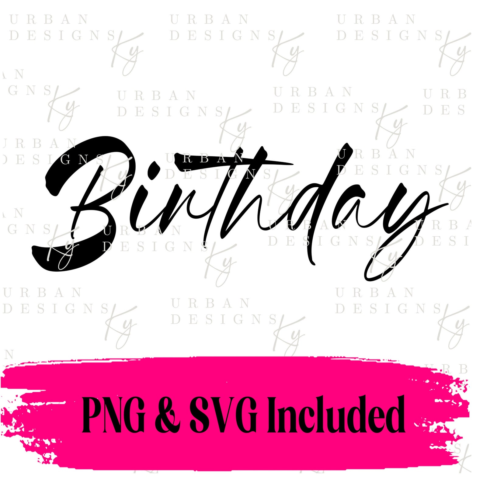 Birthday Handwritten Lettered Design PNG SVG - Etsy