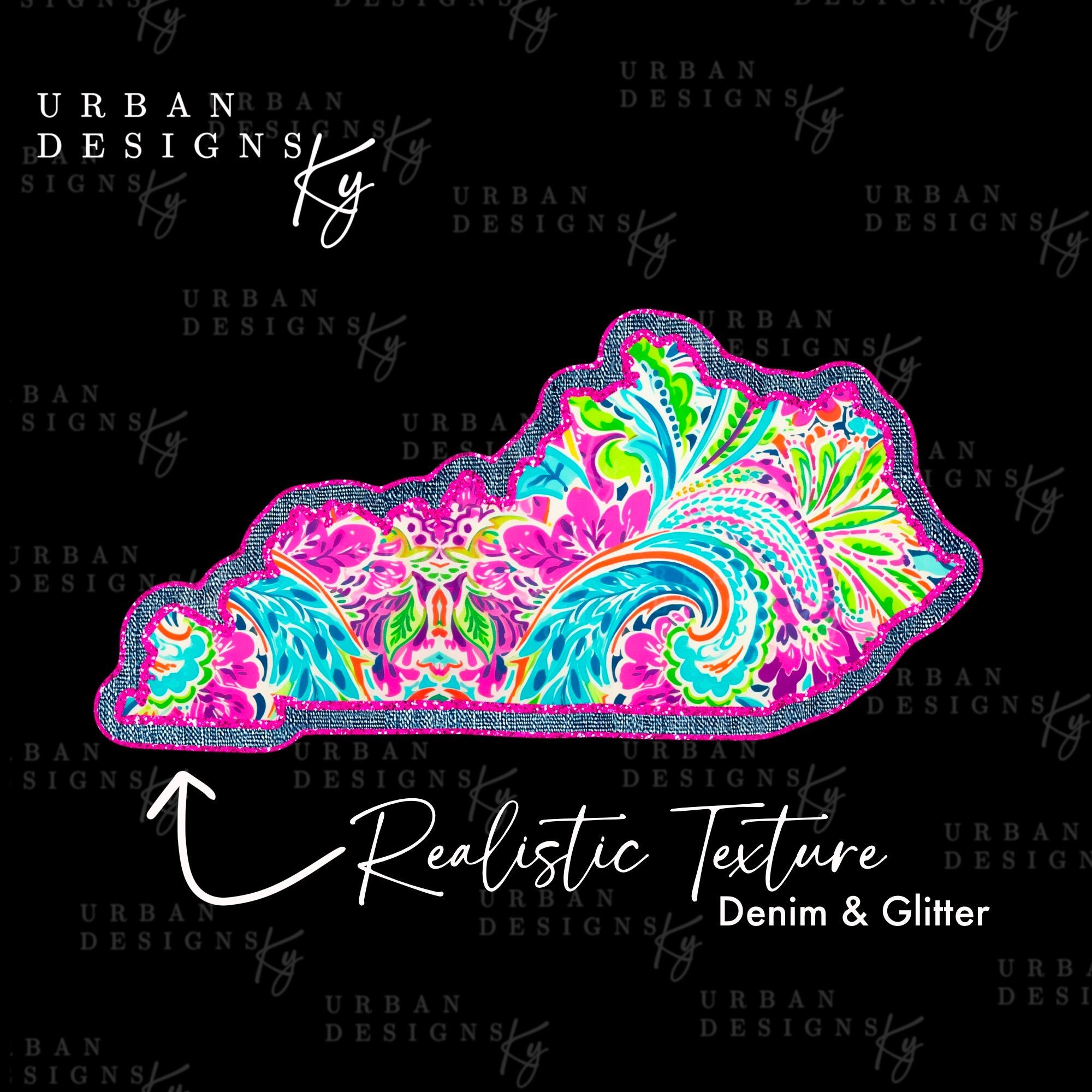 Kentucky Preppy Paisley Realistic Denim Glitter High Resolution ...