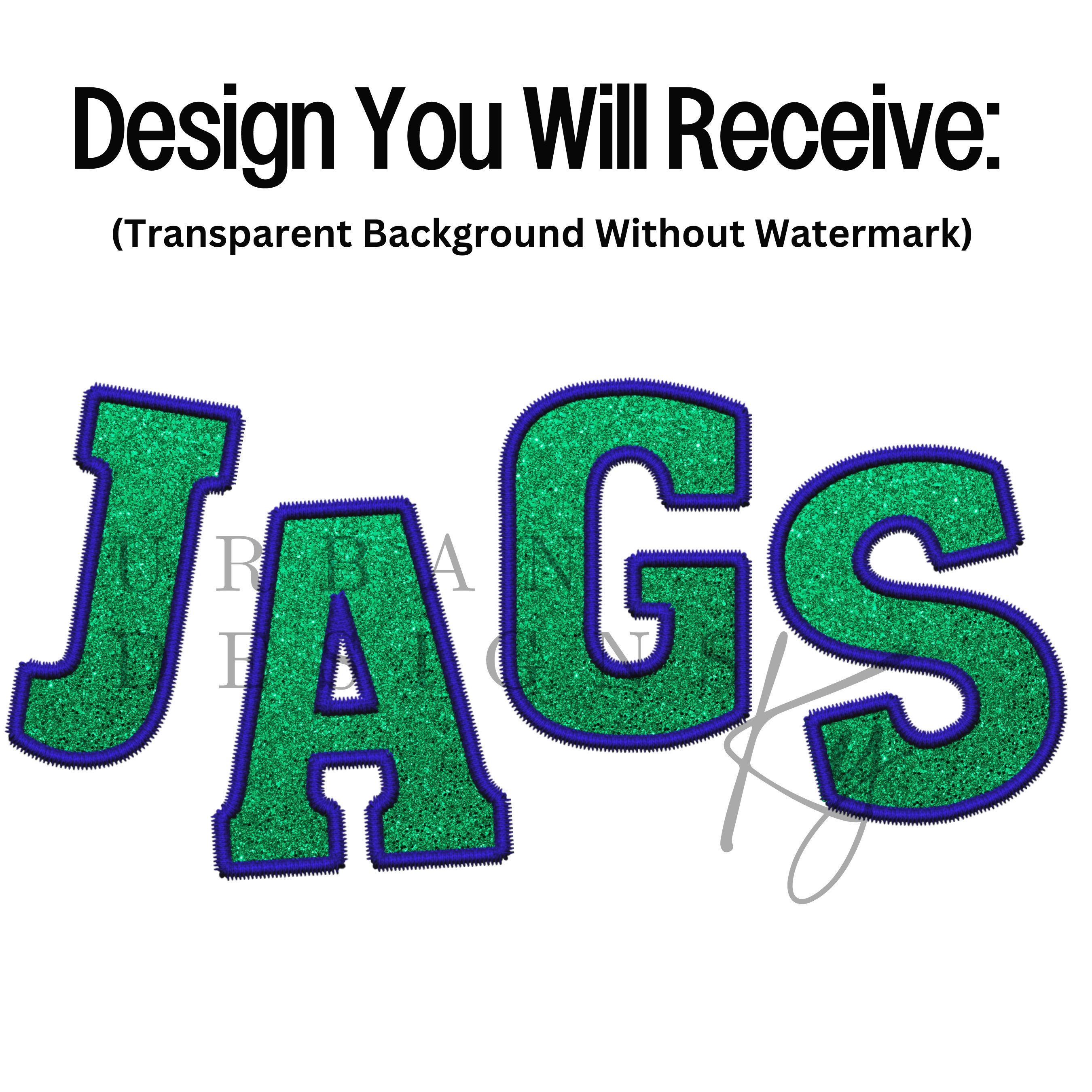 Faux Embroidery Alpha Set, Green Glitter Blue Embroidery, Jags, Faux Patch Sports Athletic, PNG ...