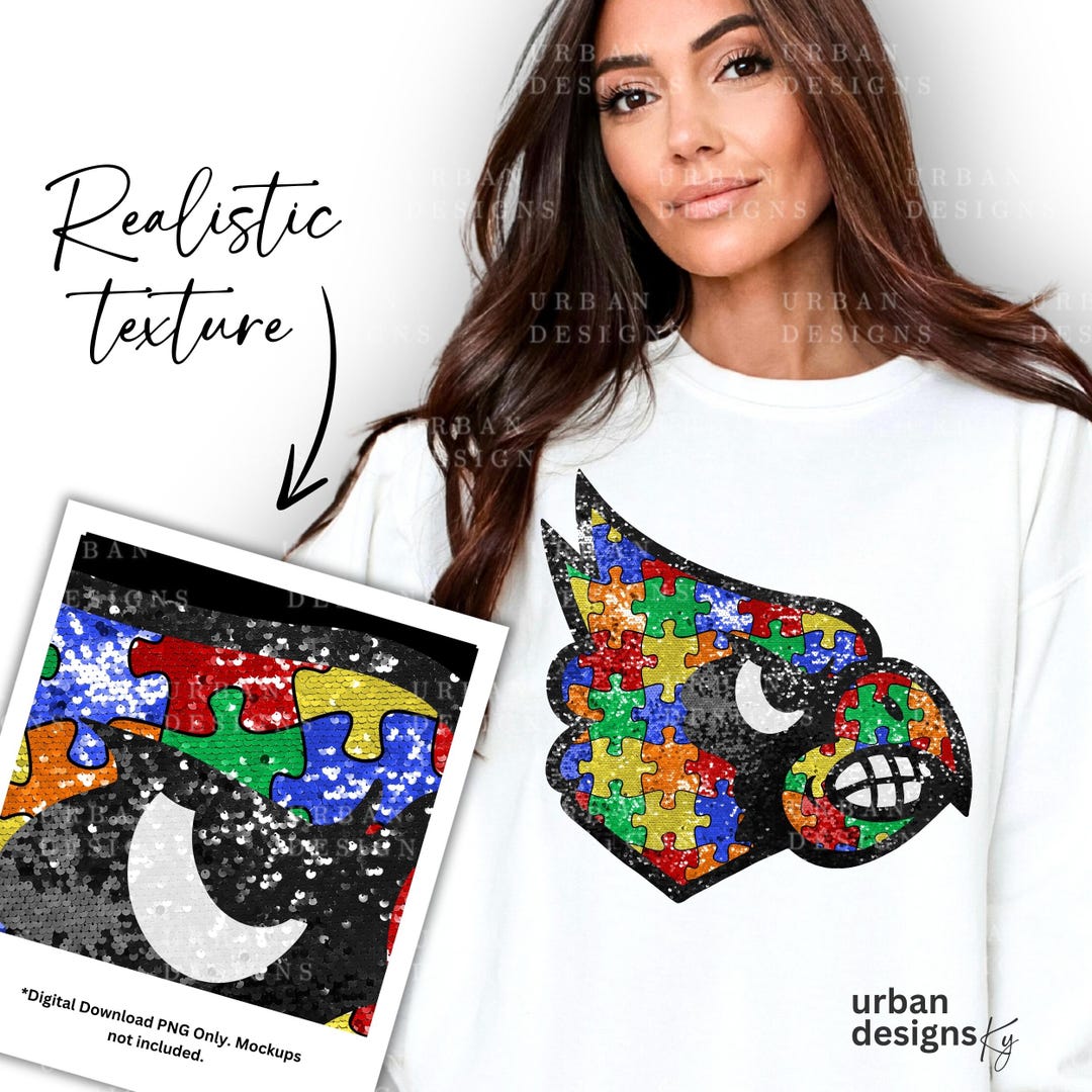 Autism South Laurel Cardinal Faux Sequins Autism Digital Design PNG for ...