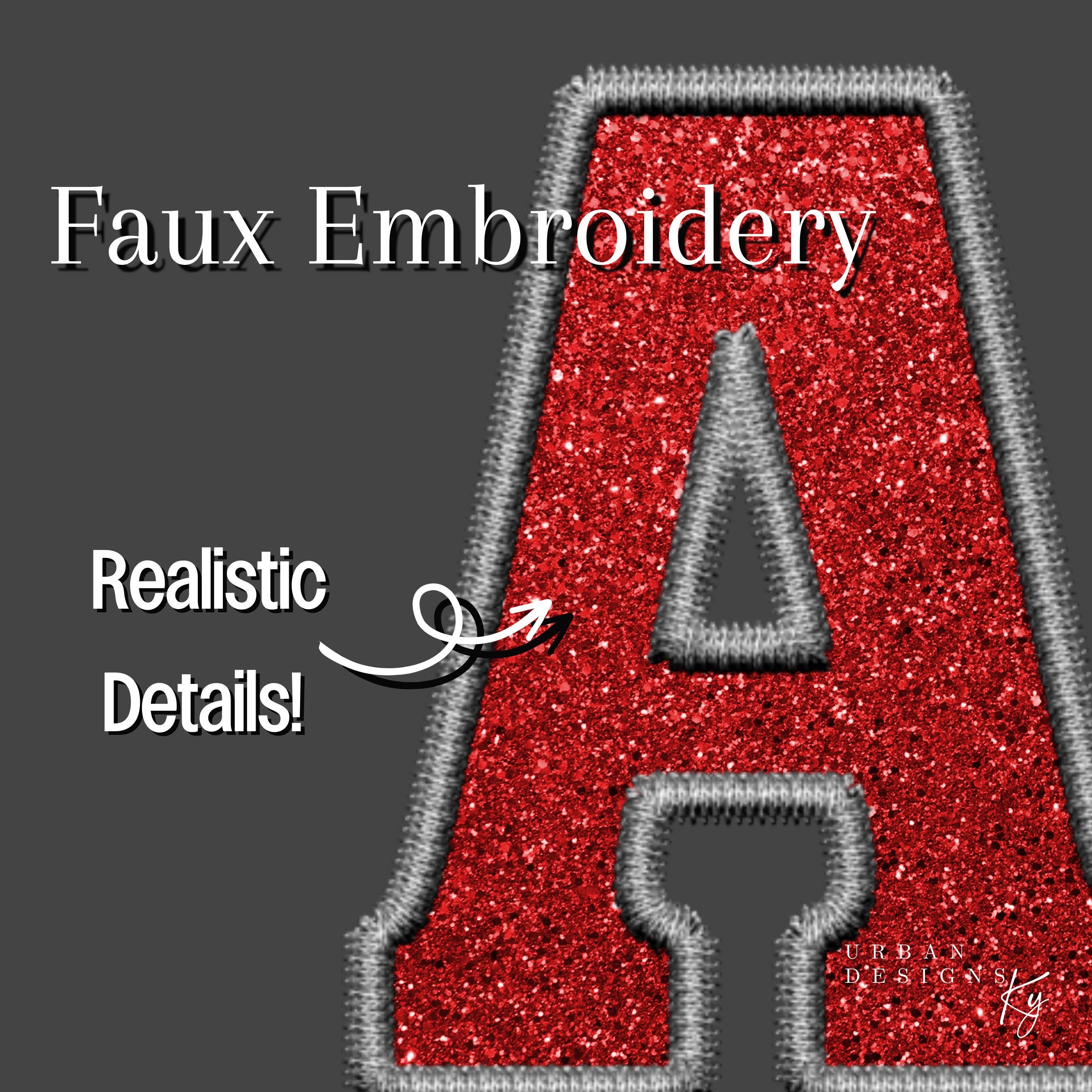 Stars Red Faux Glitter Faux Embroidery, High Definition Realistic ...