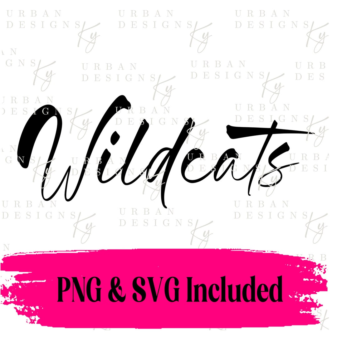 Wildcats Mascot Handwritten Lettered Design PNG SVG Baseball Basketball ...