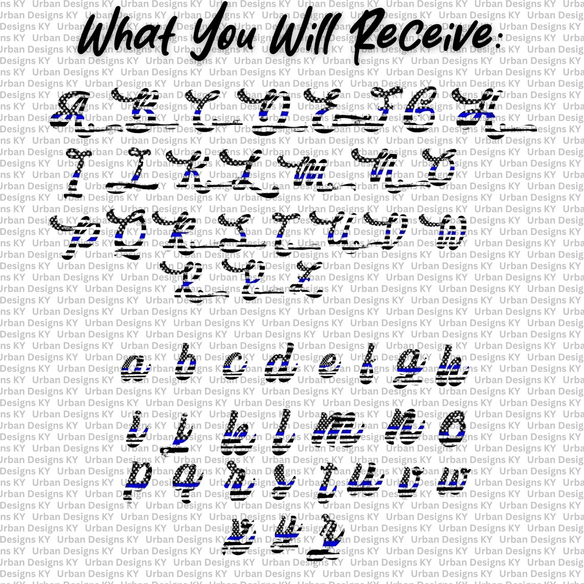 Alphabet Set Police Thin Blue Line Flag Letters PNG Alpha - Etsy