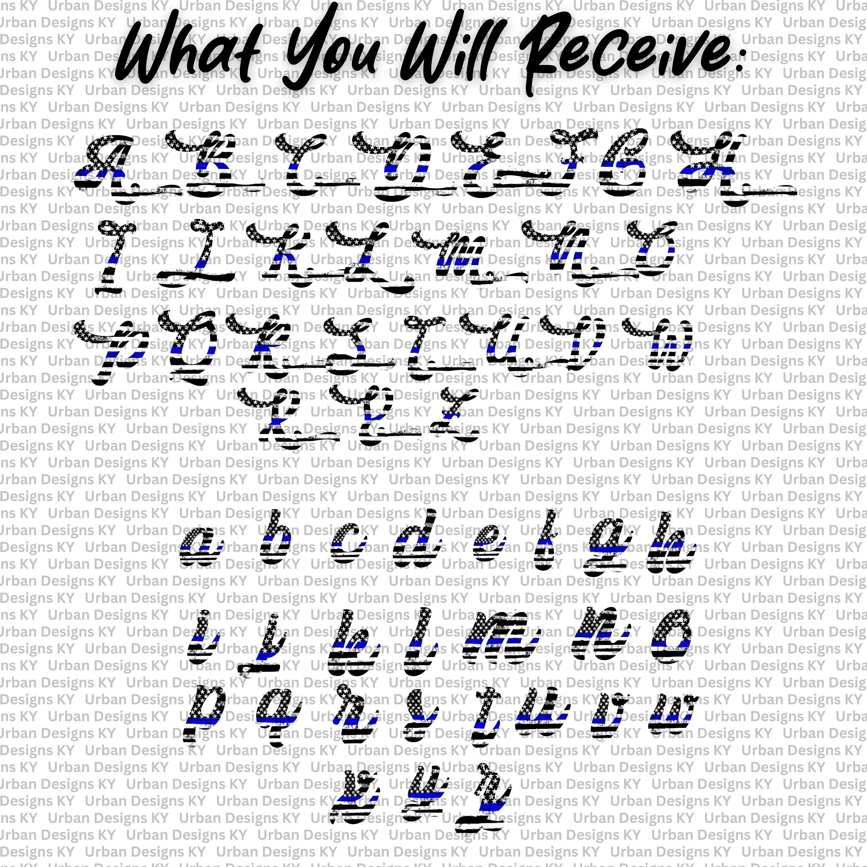 Alphabet Set Police Thin Blue Line Flag Letters PNG Alpha - Etsy