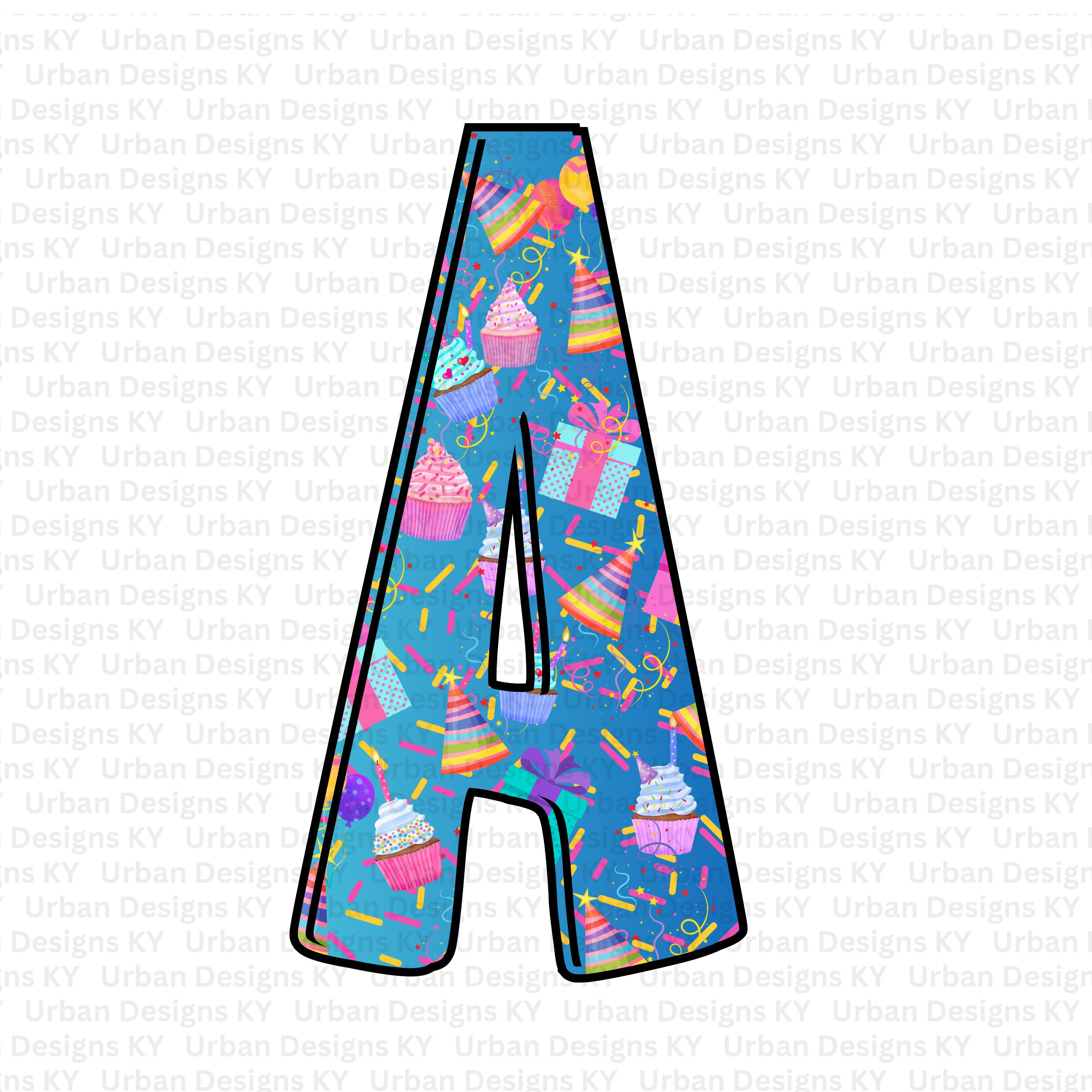 Birthday Alpha Doodle PNG Set Commercial Use Letters Numbers PNG Alpha ...