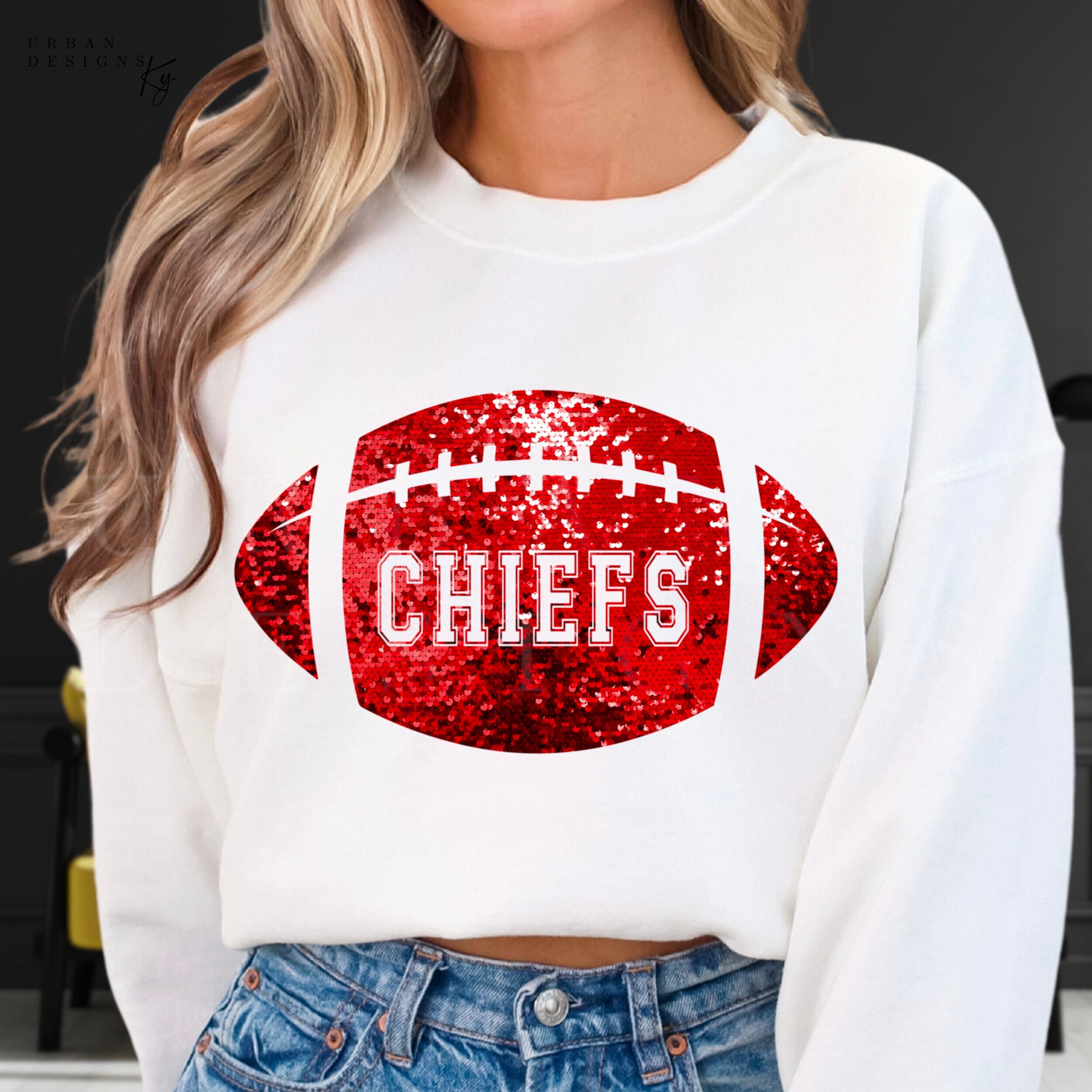 Kansas City Realistic Faux Glitter Sequins, Chiefs Football, PNG, High ...
