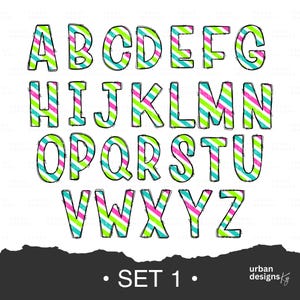 Bright Christmas Alphabet Set, Christmas Doodle Alphabet Hand Drawn ...