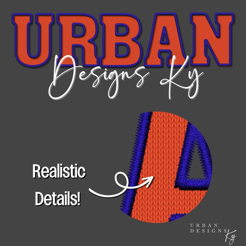 Faux Embroidery Alpha Set, Orange Knit Blue Embroidery Letters, Faux ...
