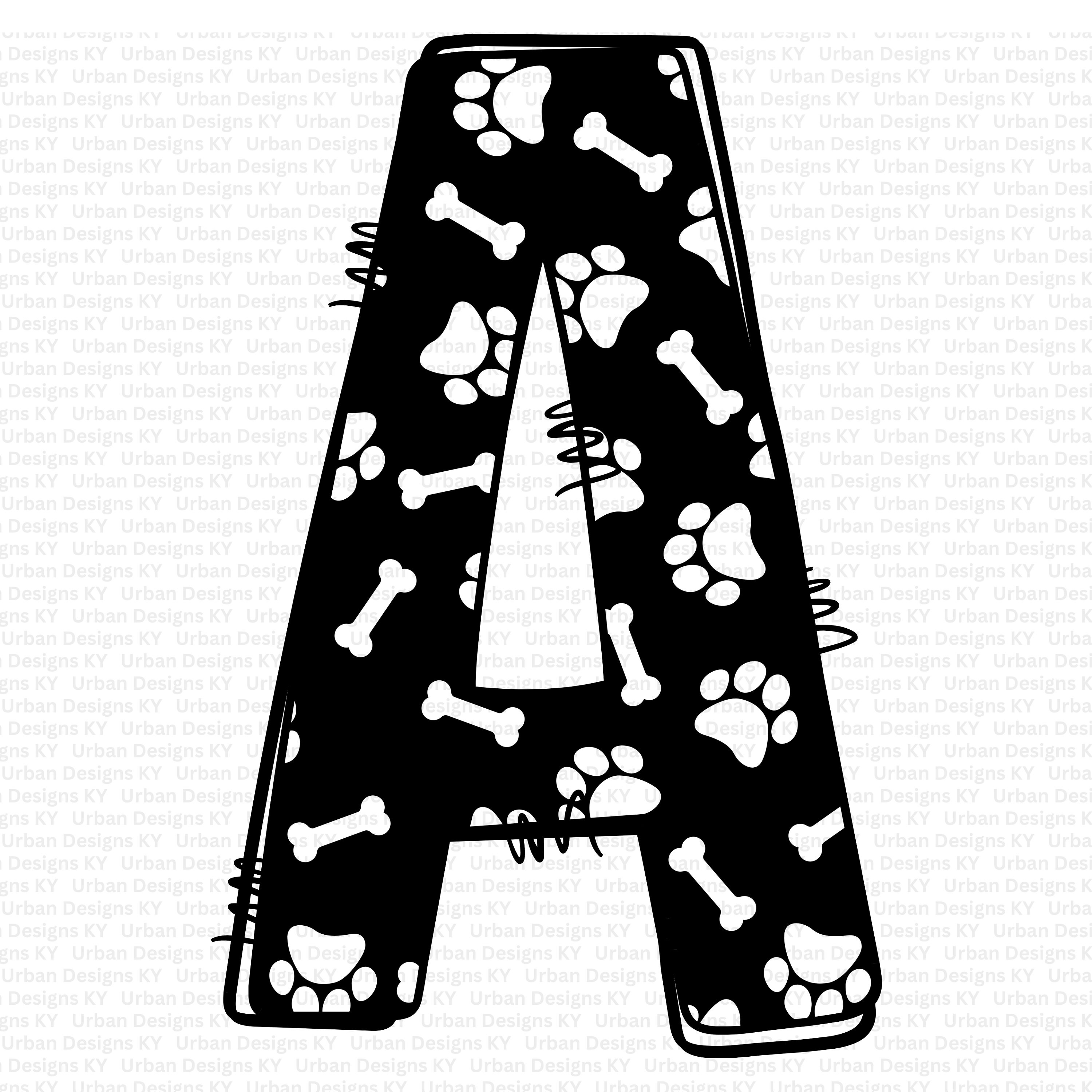 Alpha Doodle Dog Paw Print Filled Letters Numbers PNG Alpha Dog Paw ...