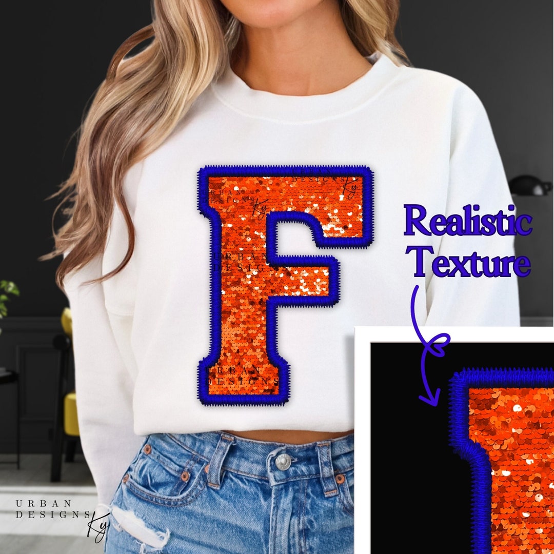 Florida Realistic Faux Embroidery Glitter Sequins, Faux Patch Sport Athletic PNG,DTF Digital ...