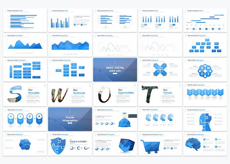213 Unique Slides of 10 Different Color Themes Multipurpose Powerpoint ...