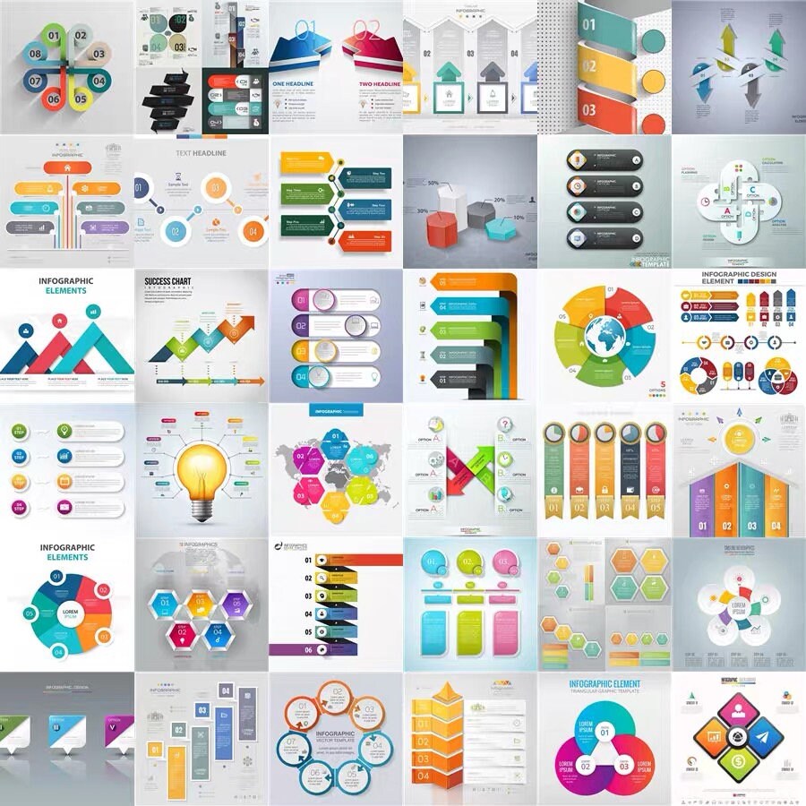 Infographics Modern Business Elements Collection EPS File Infographic ...