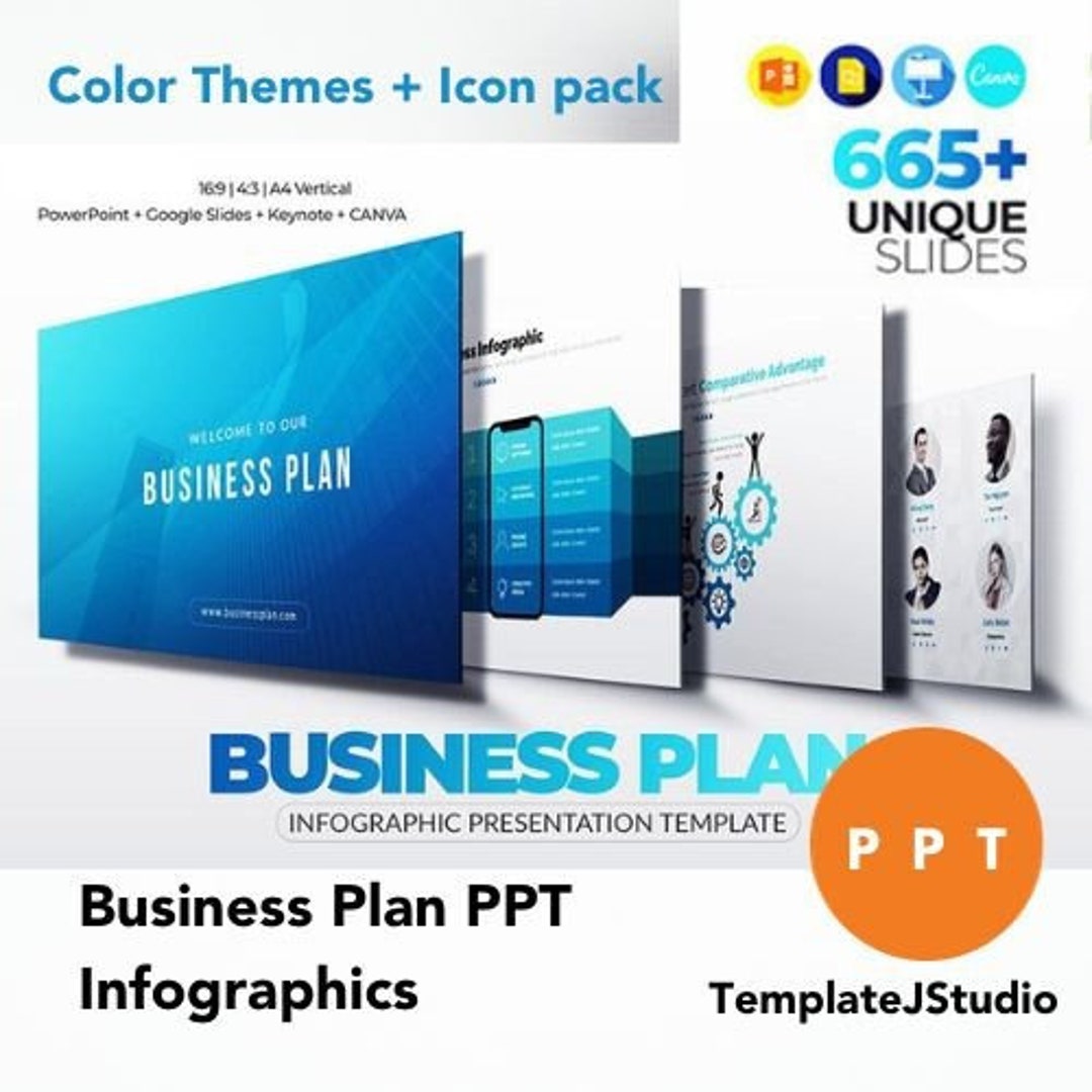 Business Plan Presentation Templates: 60 Color Themes, 4000 Icons - Etsy
