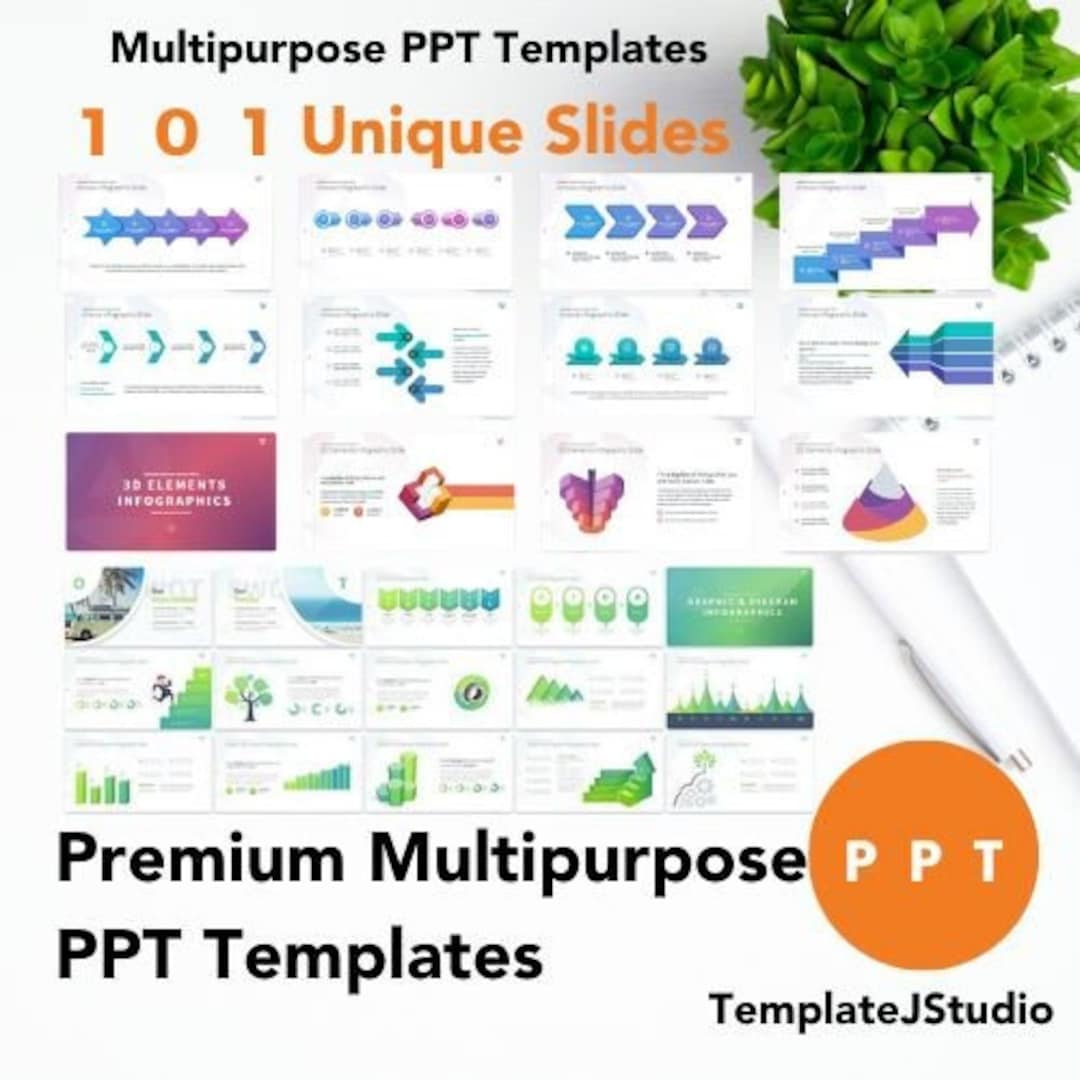 101 Unique Slides of 10 Different Color Themes Multipurpose Corporate ...
