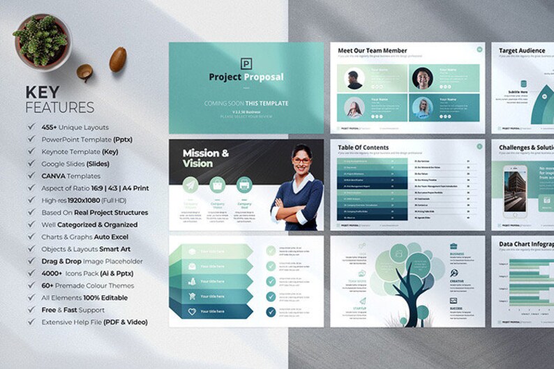 455 Unique Project Proposal Presentation Templates 60 Color Themes 4000 ...