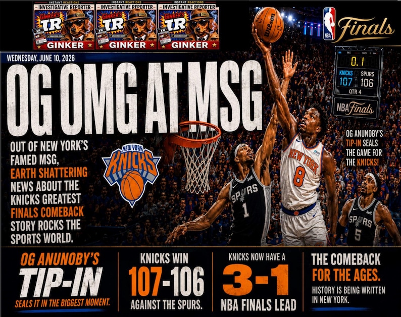 2827 OG OMG at MSG Knicks Win | Ginker’s Instant Reactions 8X10 Art ...