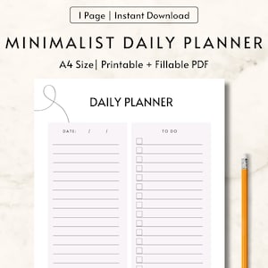 Minimalist Daily Planner Printable | Daily to Do List | Productivity ...