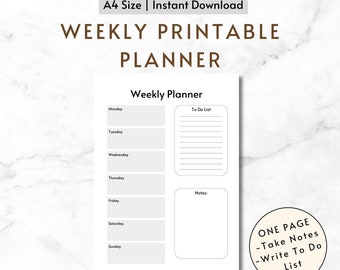 Printable Weekly Planner | Minimalist Weekly Planner Template | Weekly ...
