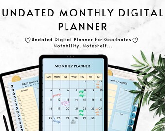 Undated Goodnotes Planner | Monthly Digital Planner | Goodnotes ...