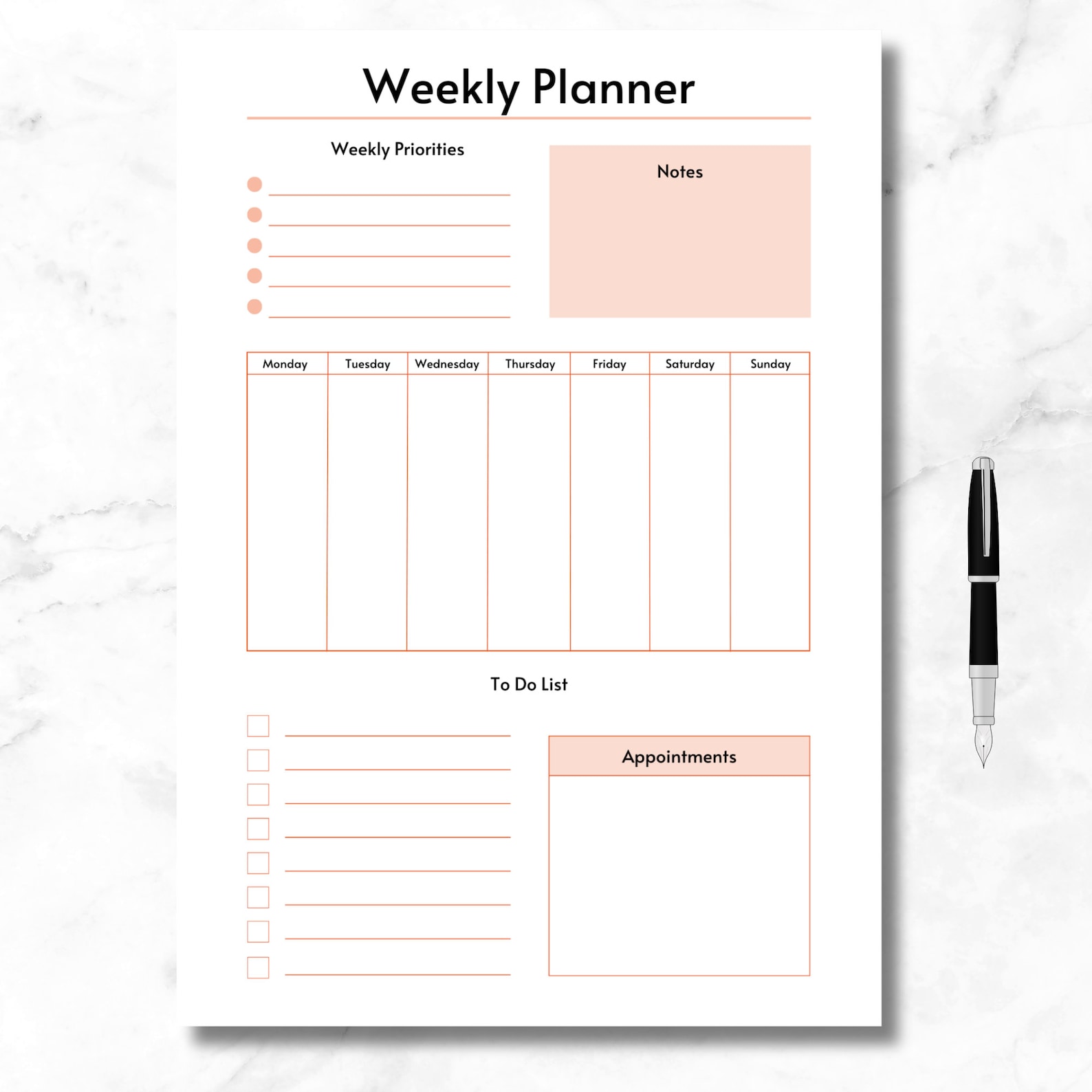 Weekly Printable Planner, Minimalist Weekly Planner, Instant Download ...