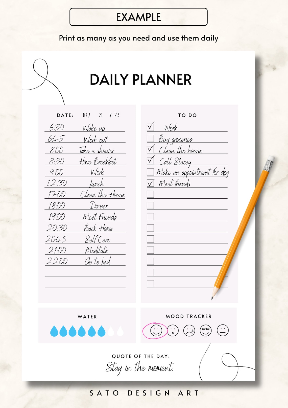 Minimalist Daily Planner Printable | Daily to Do List | Productivity ...
