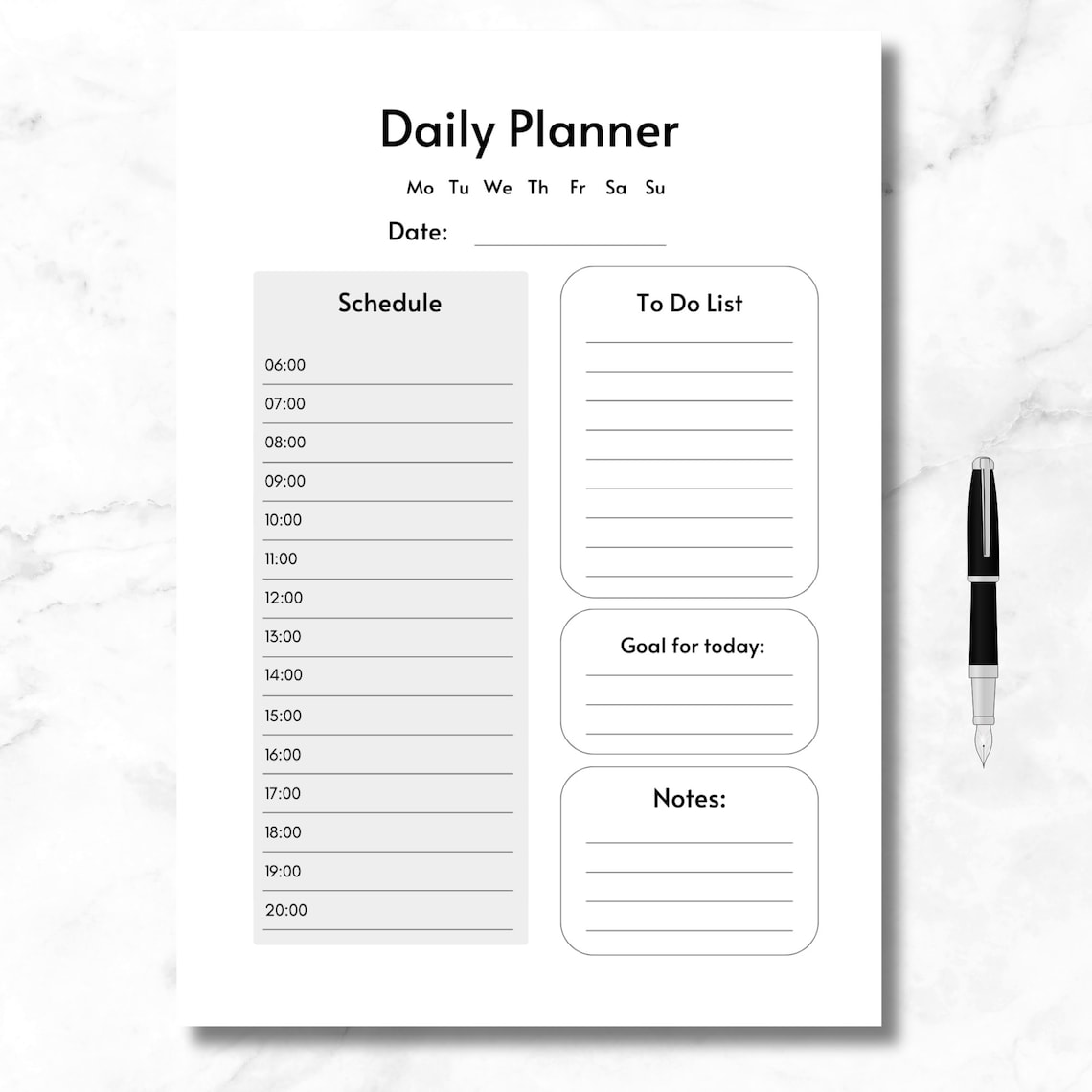 Daily Planner, Printable Planner, Simple Daily Planner, Instant ...