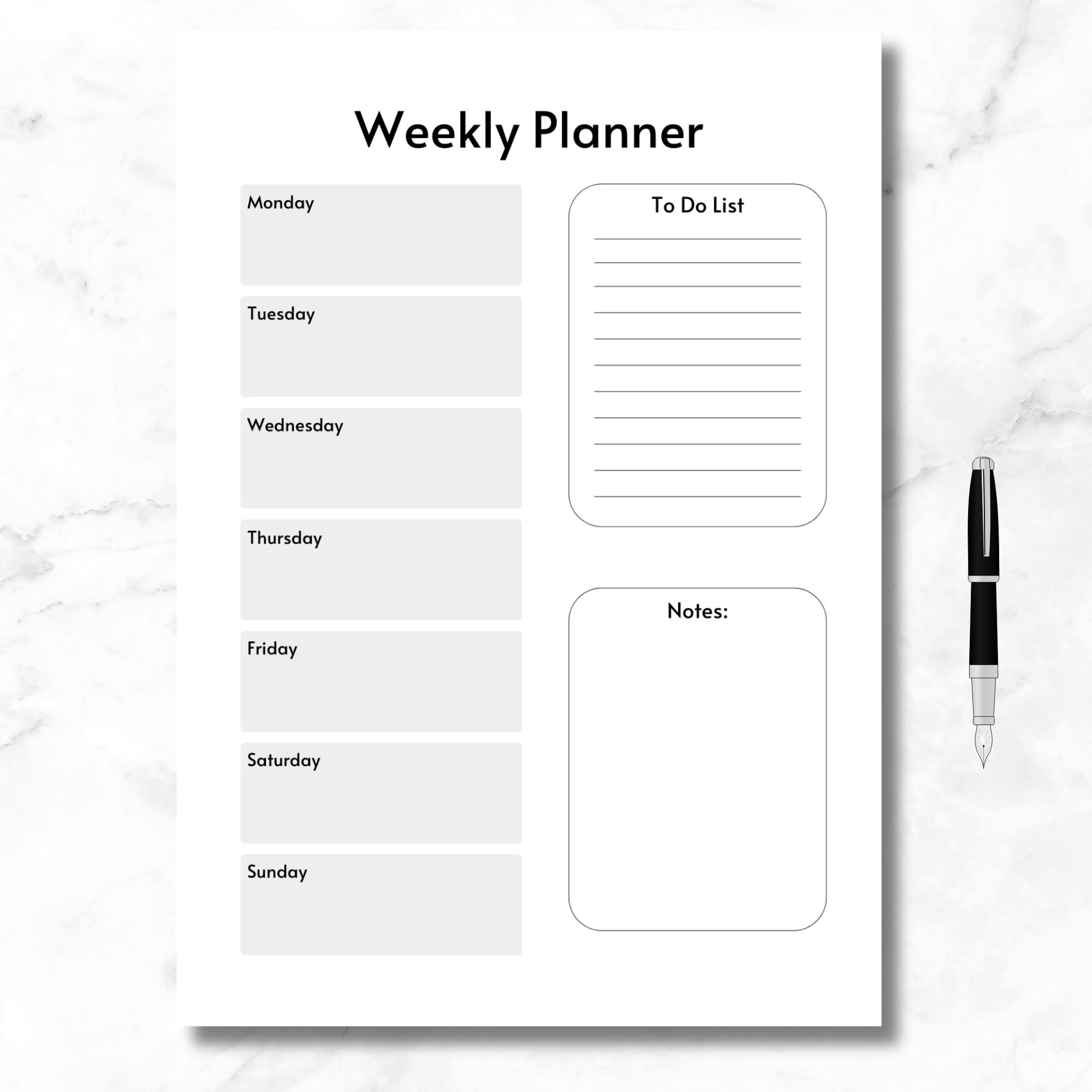 Printable Weekly Planner | Minimalist Weekly Planner Template | Weekly ...