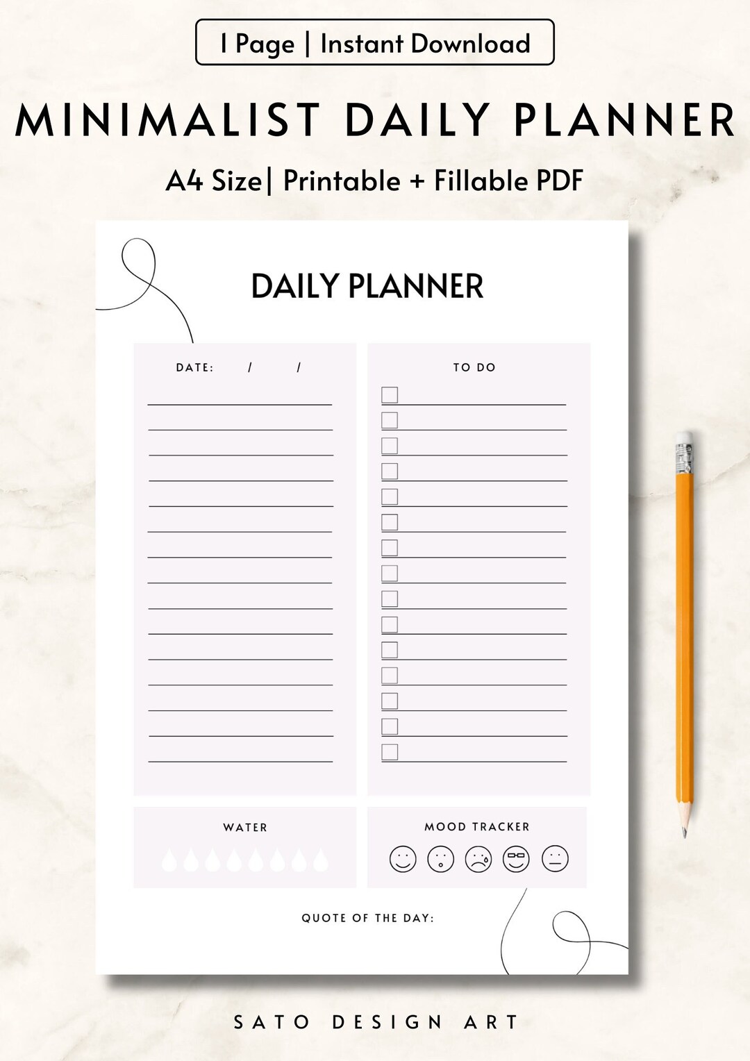 Minimalist Daily Planner Printable | Daily to Do List | Productivity ...