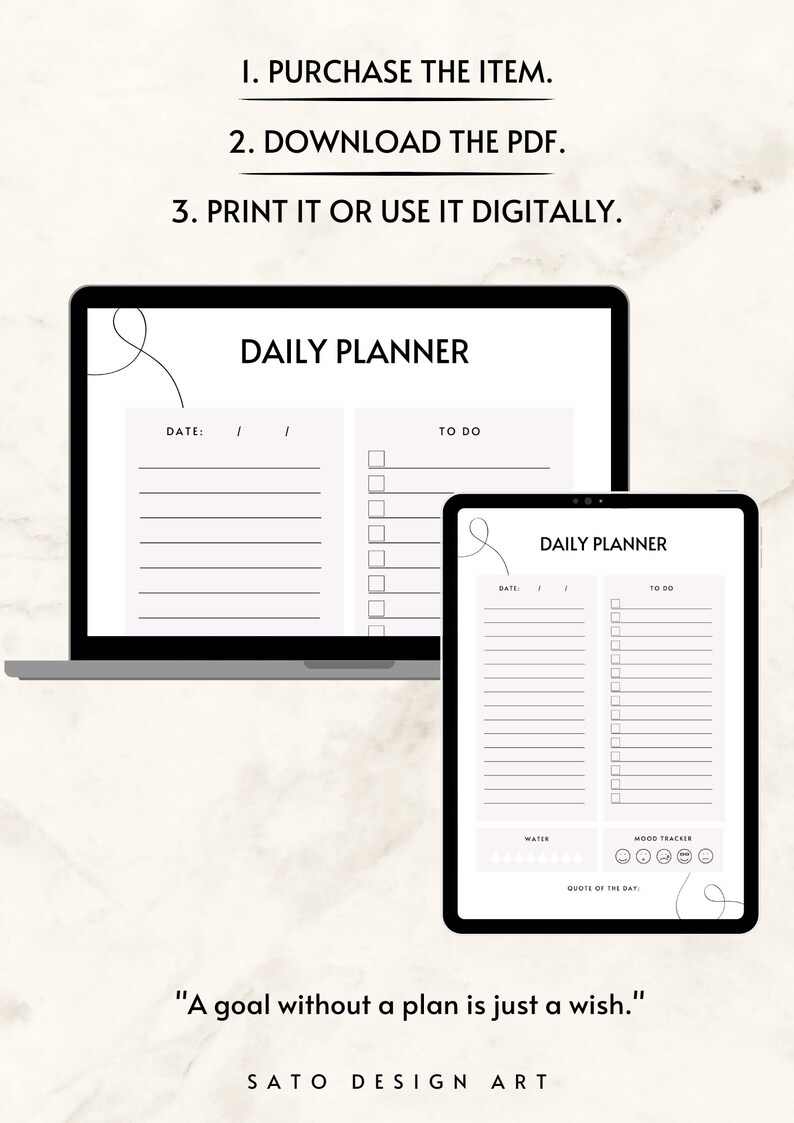 Minimalist Daily Planner Printable | Daily to Do List | Productivity ...