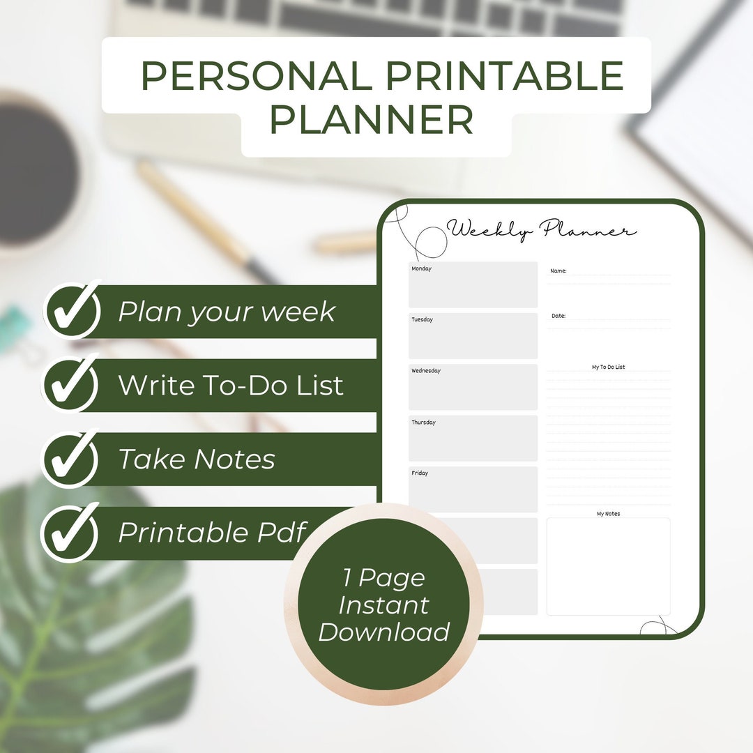 Printable Weekly Planner | Minimalist Weekly Planner Template | Weekly ...