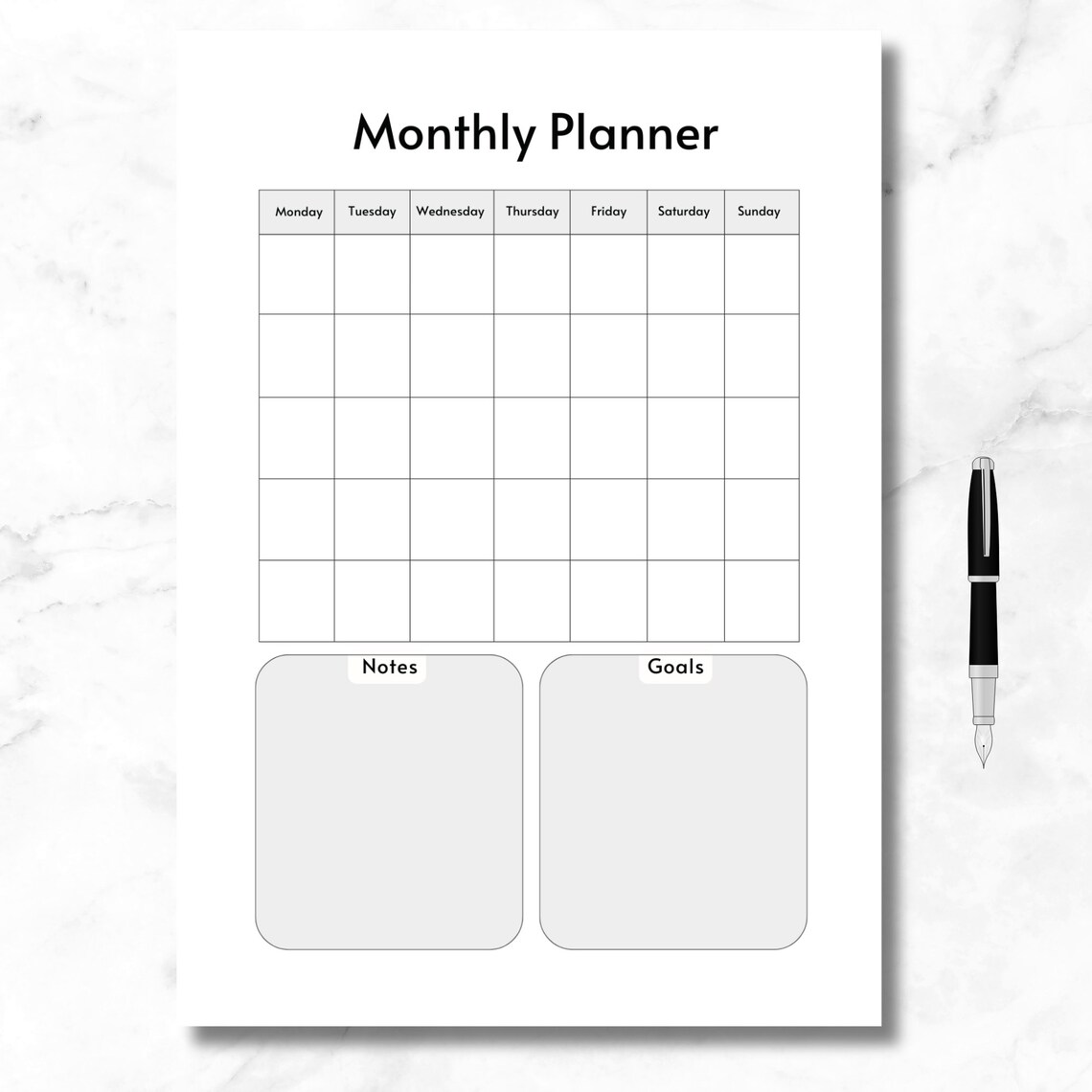 Printable Monthly Planner | Minimalist Monthly Planner Template | PDF ...