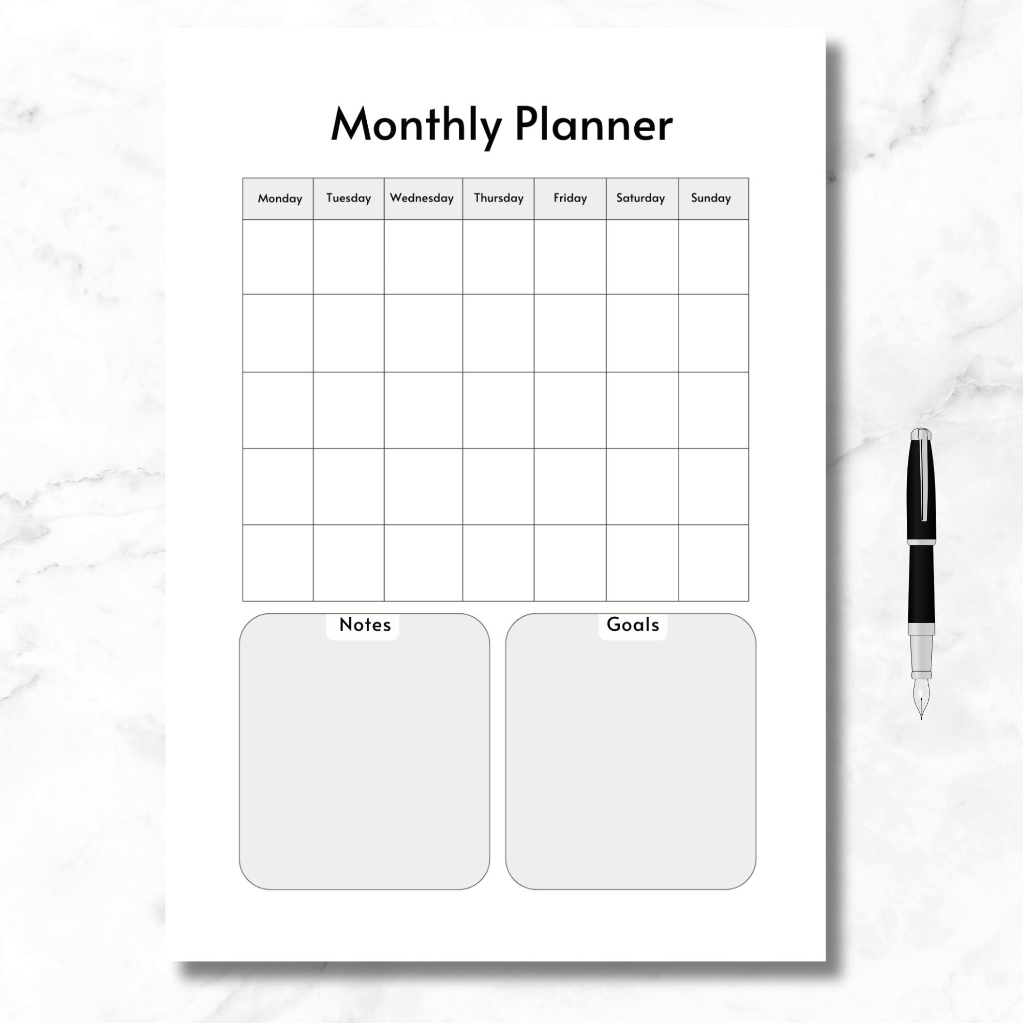 Printable Monthly Planner | Minimalist Monthly Planner Template | PDF ...