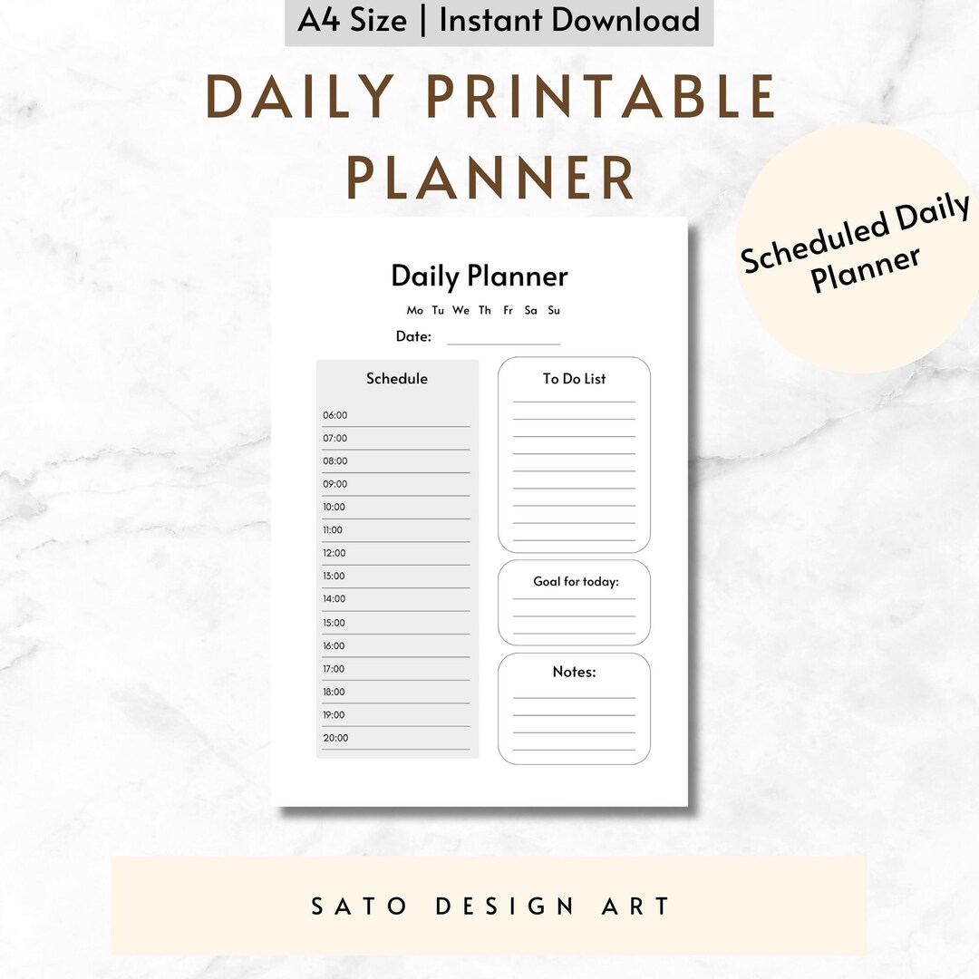 Daily Planner, Printable Planner, Simple Daily Planner, Instant ...