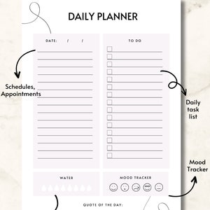 Minimalist Daily Planner Printable | Daily to Do List | Productivity ...