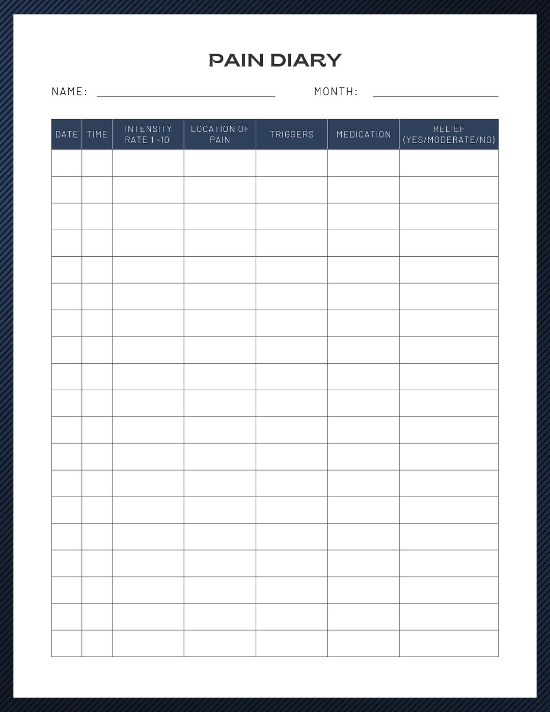 Printable Pain Diary & Symptom Tracker - Etsy