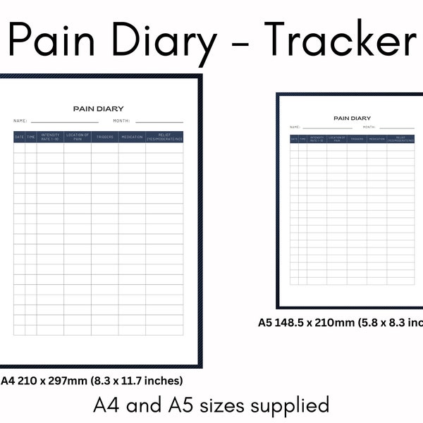 Printable Pain Diary - Etsy