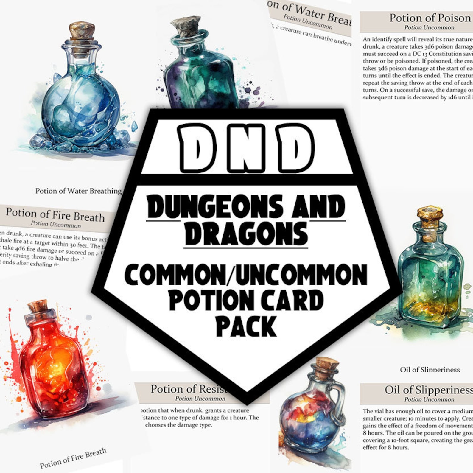 D&D Common/uncommon Potion Card Pack || 12 Potions/details || Visual ...