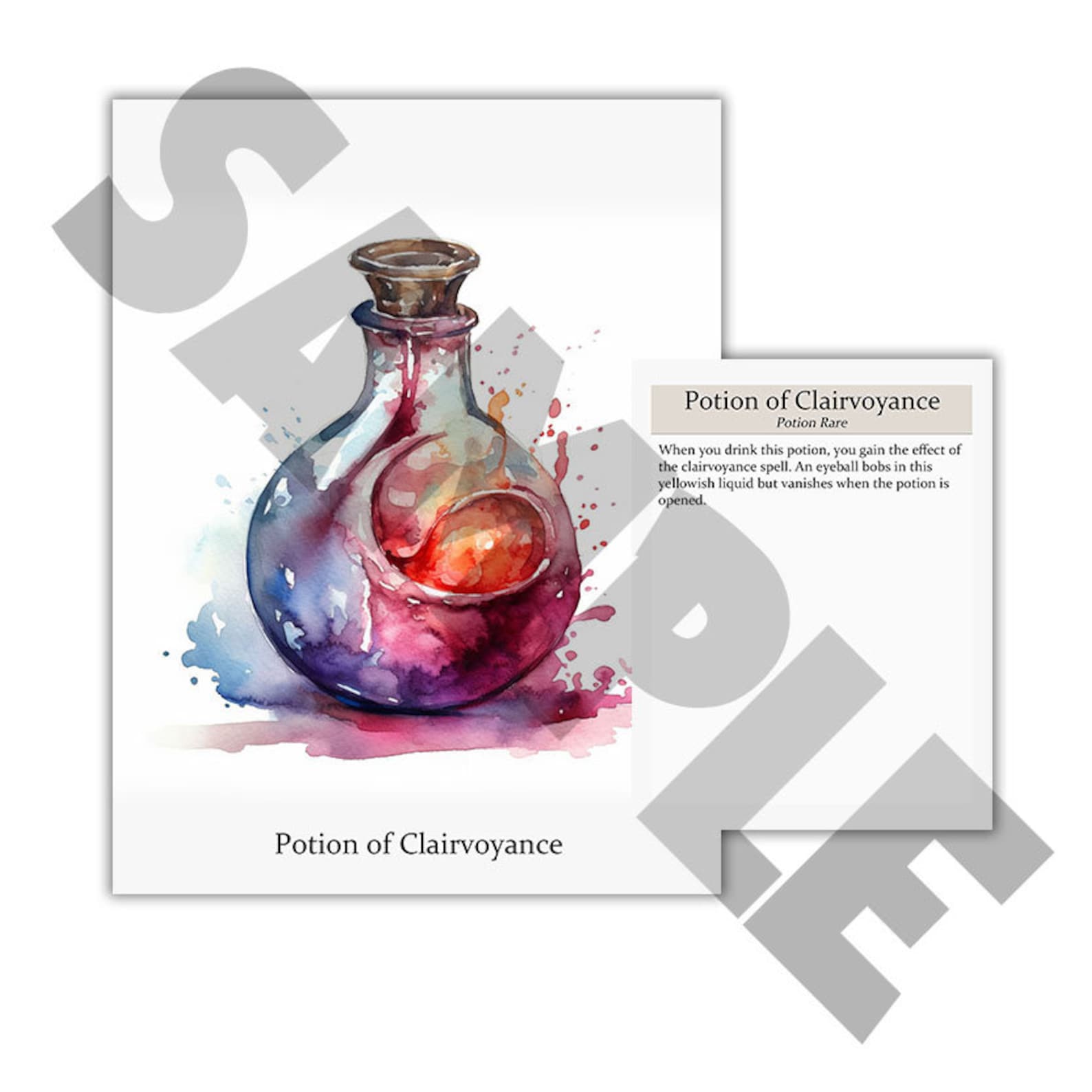 D&D Rare Potion Card Pack || 12 Potions/details || Visual Aid Reference ...