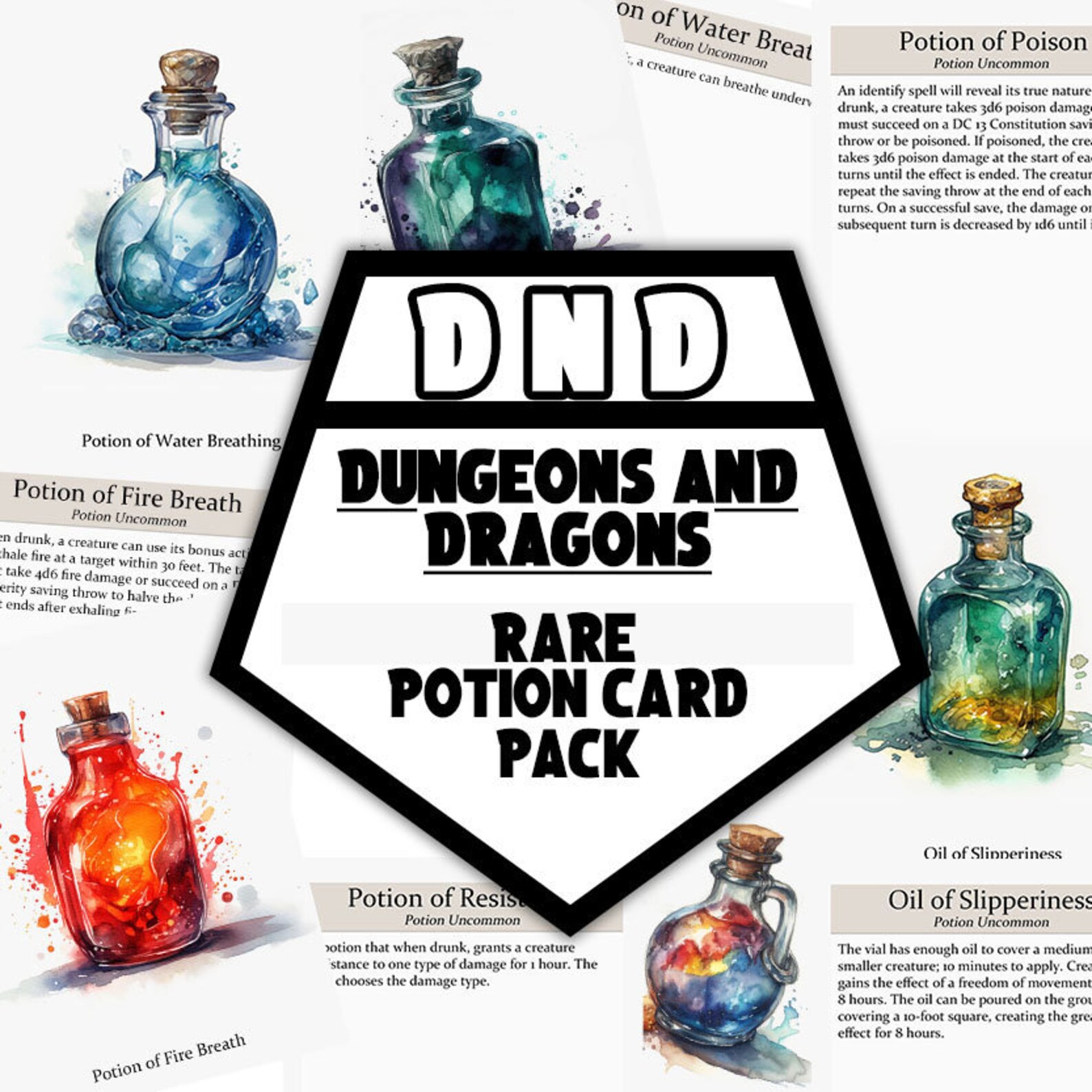 D&D Rare Potion Card Pack || 12 Potions/details || Visual Aid Reference ...