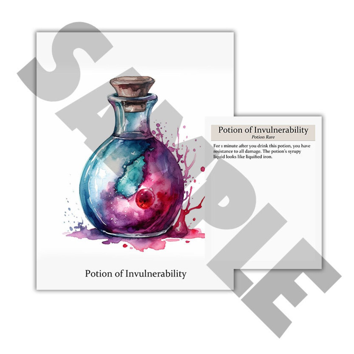 D&D Rare Potion Card Pack || 12 Potions/details || Visual Aid Reference ...