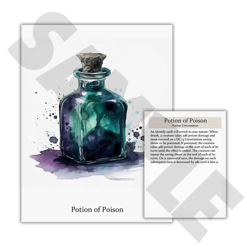 D&D Common/uncommon Potion Card Pack || 12 Potions/details || Visual ...