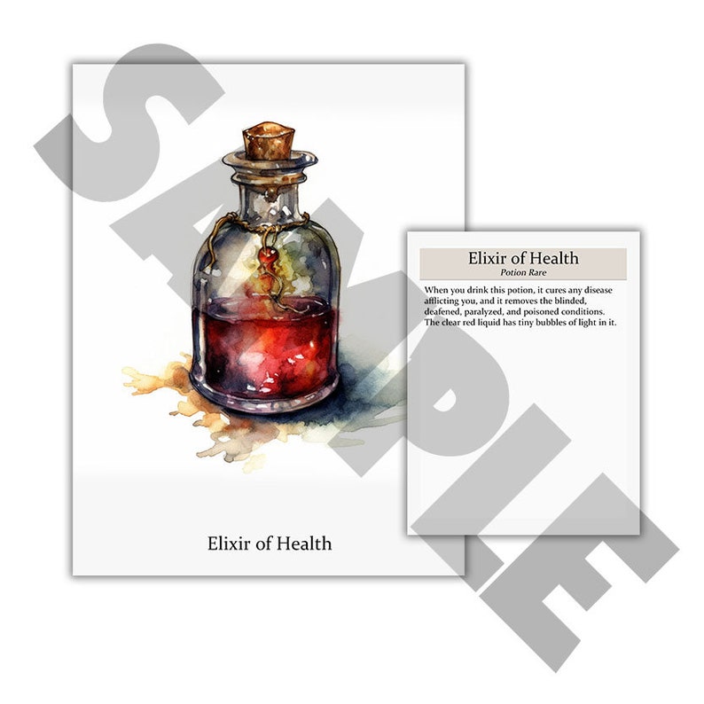 D&D Rare Potion Card Pack || 12 Potions/details || Visual Aid Reference ...