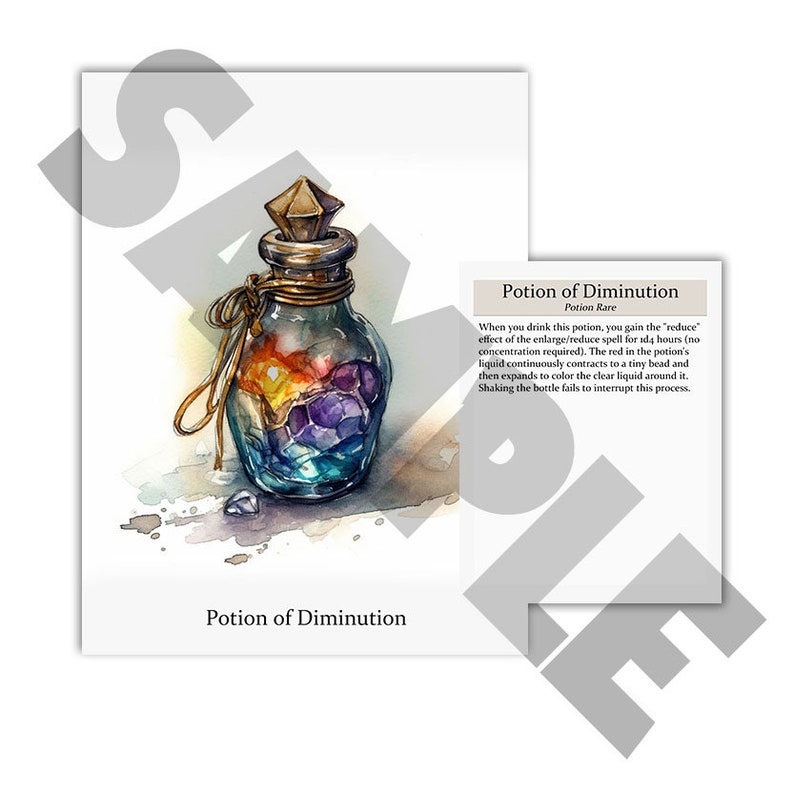 D&D Rare Potion Card Pack || 12 Potions/details || Visual Aid Reference ...