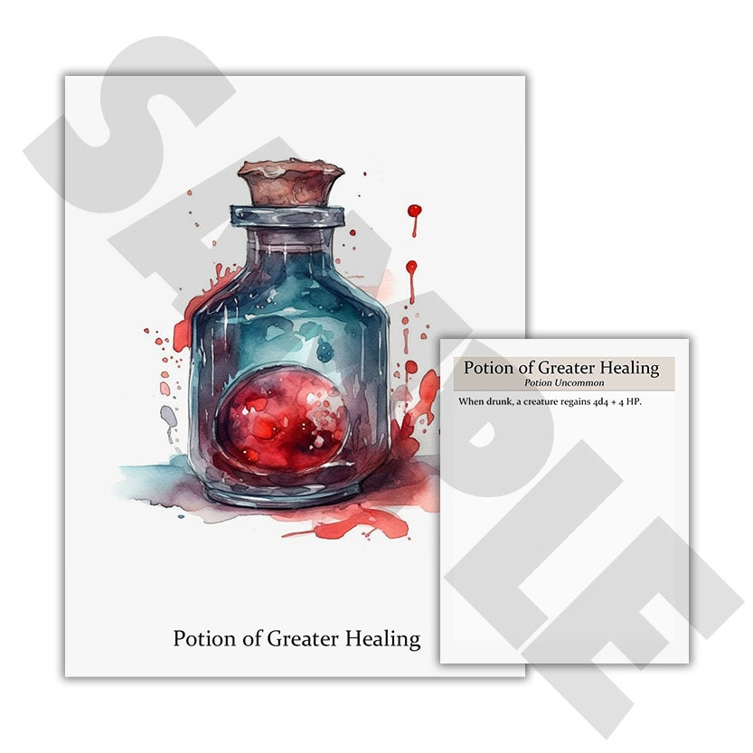 D&D Common/uncommon Potion Card Pack || 12 Potions/details || Visual ...